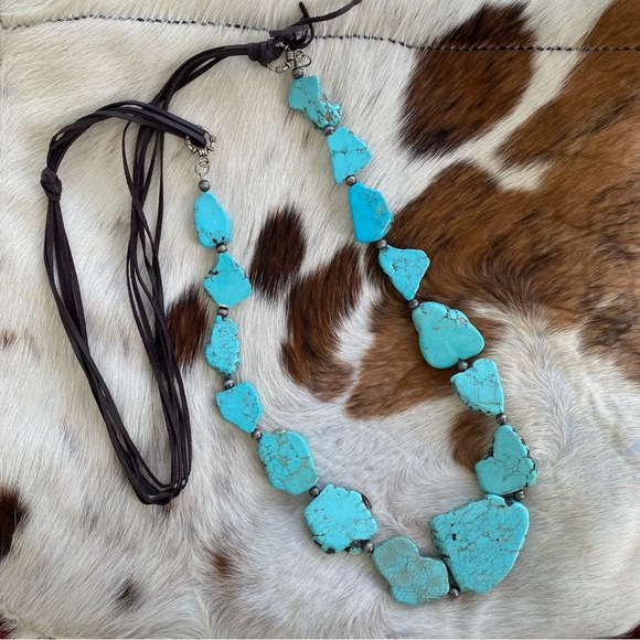 Jewelry | Western Turquoise Slab Necklace | Poshmark